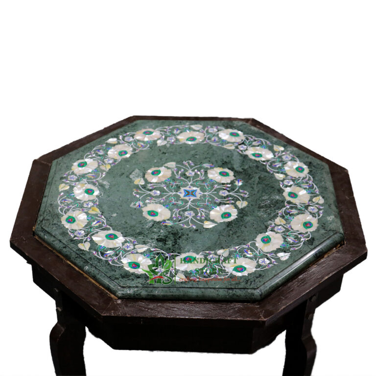 GREEN MARBLE INLAY TABLE TOP - Handicraft Store